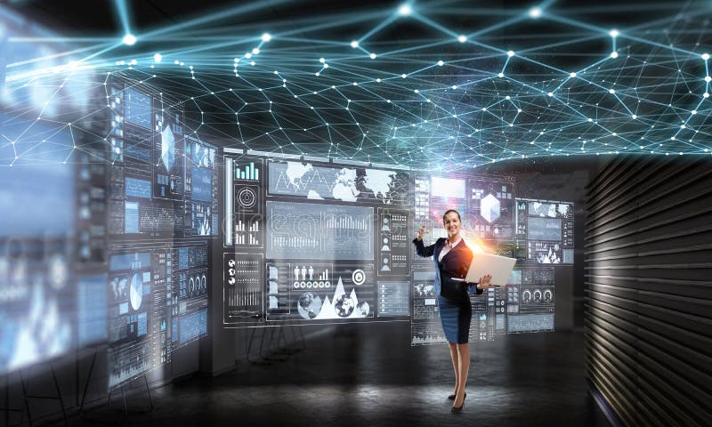 As Easy As Magic Trick. Mixed Media Stock Image - Image of laptop, girl ...