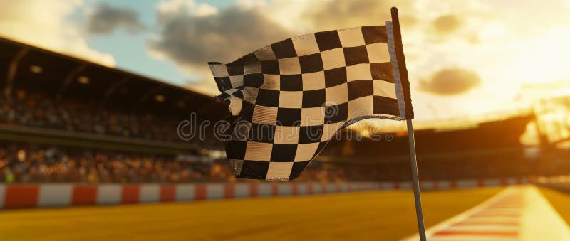 As the Finish Line Approaches, the Victory Flag Waves Amid Speed and ...