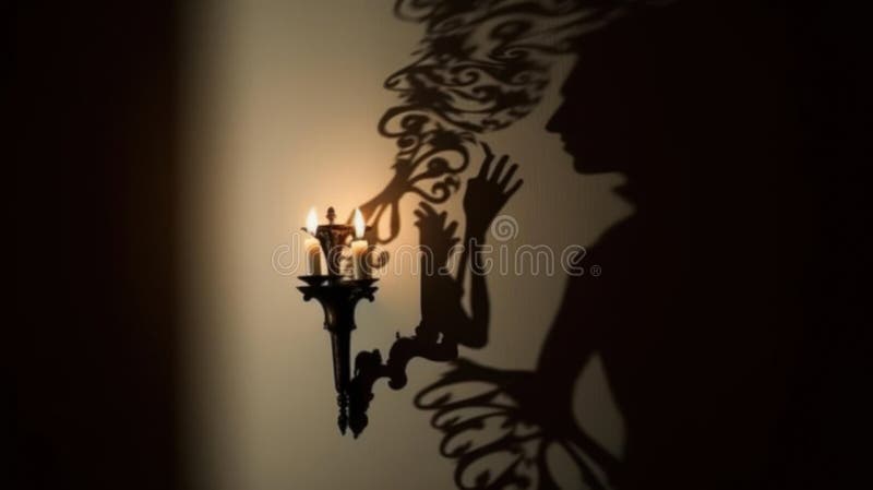 A Candle Flickers Casting Dancing Shadows on the Wall Created with ...