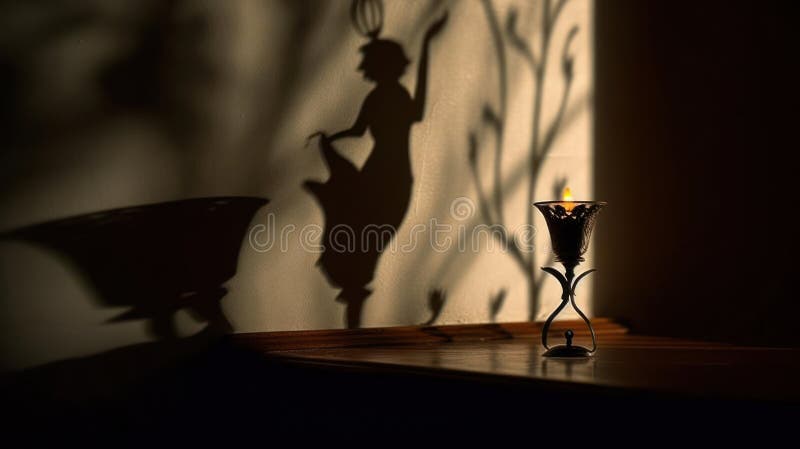 A Candle Flickers Casting Dancing Shadows on the Wall Created with ...