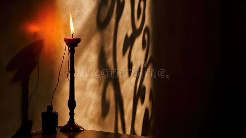 A Candle Flickers Casting Dancing Shadows on the Wall Created with ...