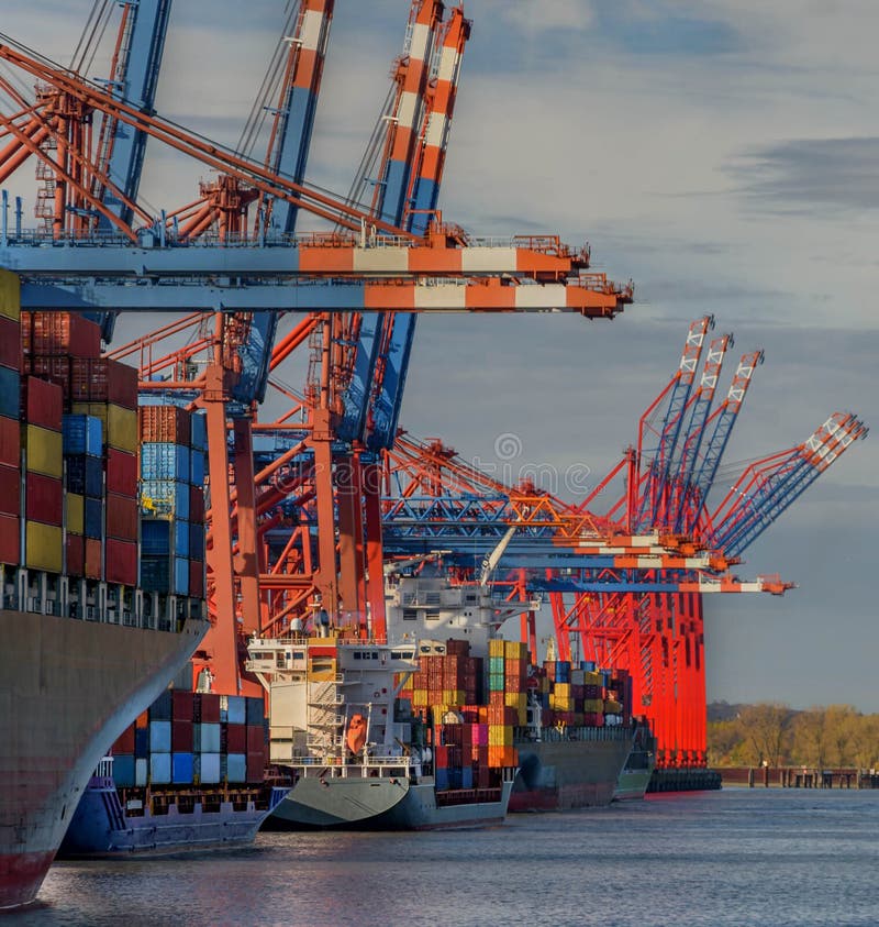 Aerial View on Container Terminal Hamburg Germany Europe. Editorial ...