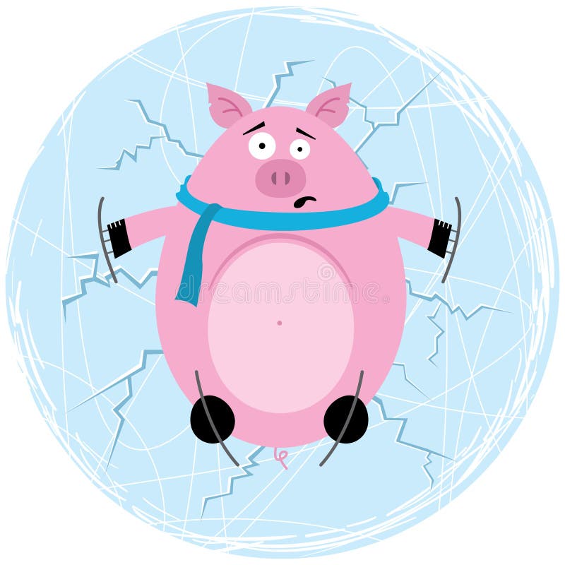 As a hog on ice stock vector. Illustration of pigs, female - 16895427