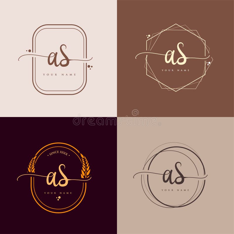 AS Initial Handwriting Logo Vector Sets. Hand Lettering Initials Logo ...