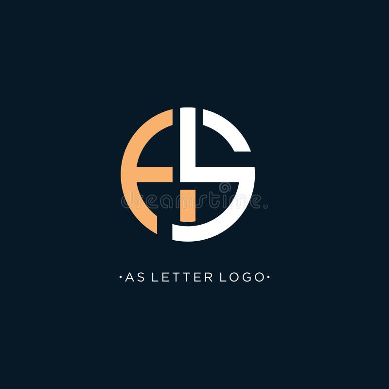 AS Initials Letter Logo Design with Sans Serif Font Vector Illustration ...