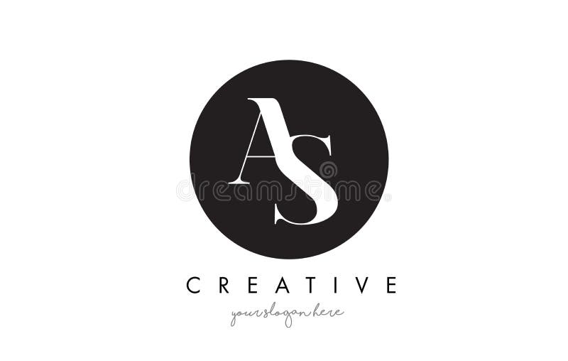 AS Letter Logo Design with Black Circle and Serif Font. Stock Vector ...