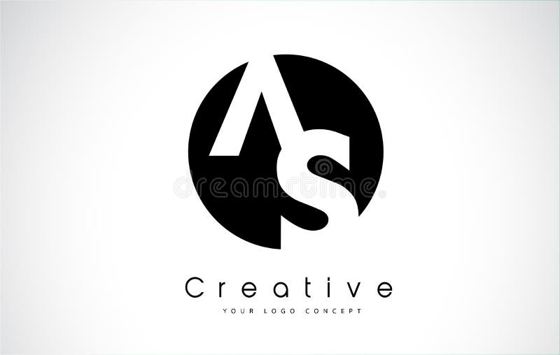AS Letter Logo Design Inside a Black Circle Stock Vector - Illustration ...