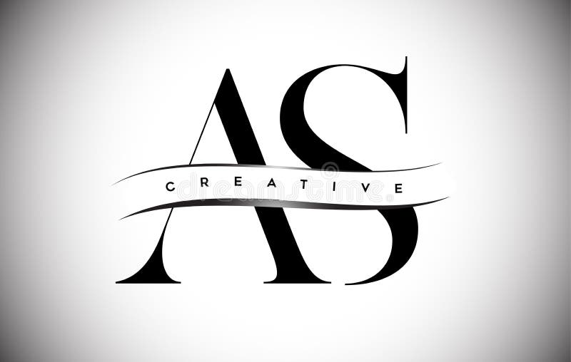 AS Letter Logo with Serif Letter and Creative Cut in the Middle Stock ...