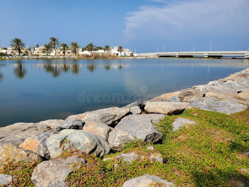 As Seeb lake, Muscat Oman stock image. Image of horizon - 239091139