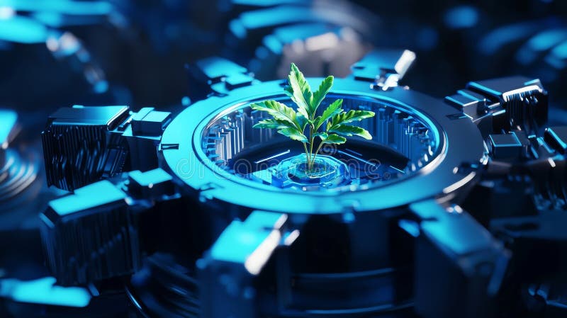As the Seedling Grows from the Gear, a Symbol of Green Tech Innovation ...