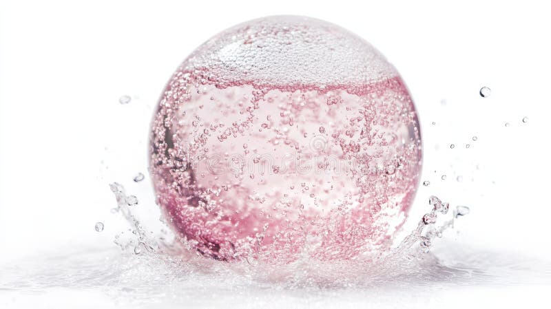 As it Splashes Gracefully on a Smooth Surface, a Pink Water Droplet ...