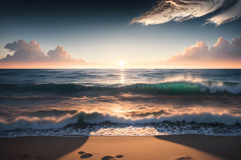 Spectacular Sunset Beyond Cloudy Horizon Enchanting Progression of ...