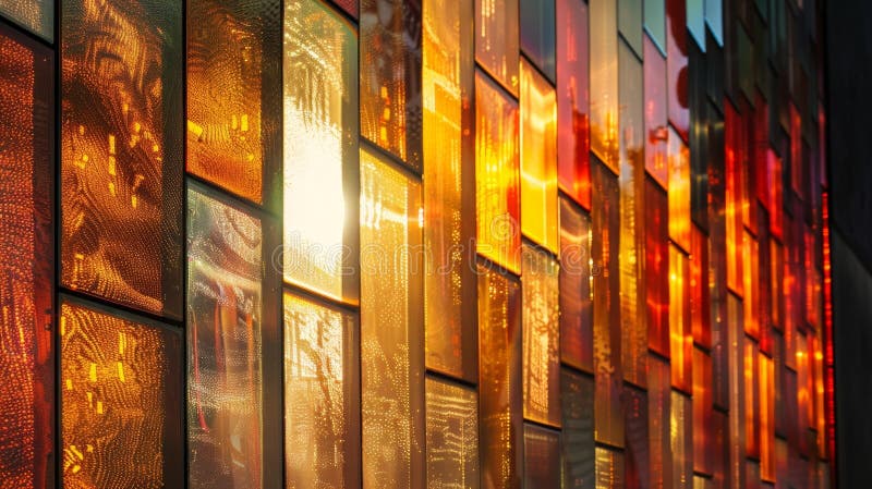As the Sun Sets the Glass Panels Shine and Sparkle Reflecting the ...