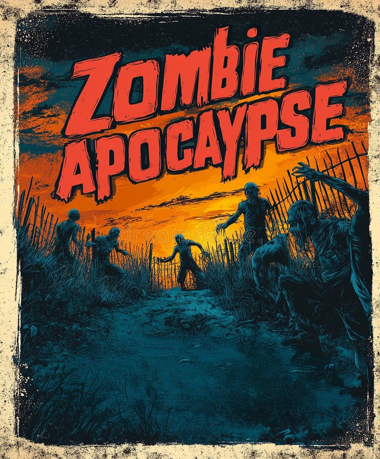 A Group of Zombies Threatens Survival As the Sun Sets Over a Desolate ...