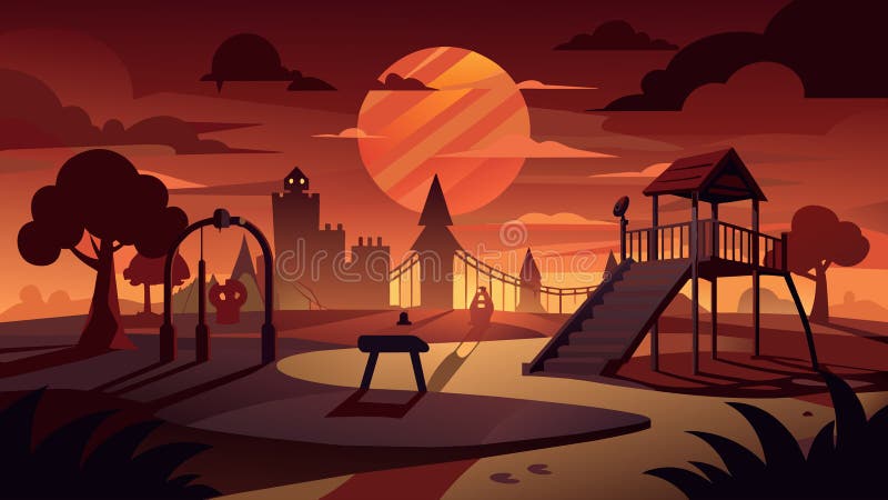As the Sun Sets the Playground Becomes a Haunting Scene with ...