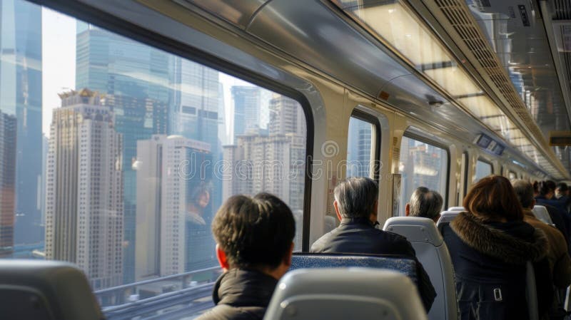 As the Train Passes People Stop To Gaze in Awe at the Towering ...