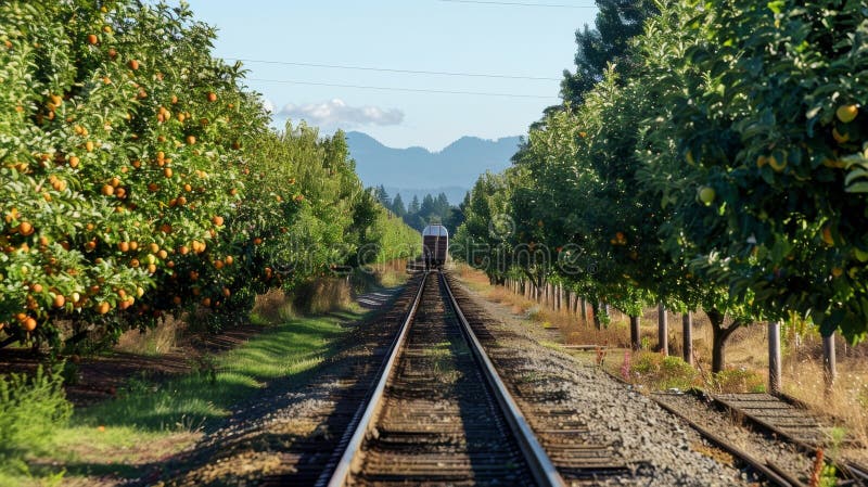 As the Train Speeds through the Orchard Passengers Catch Glimpses of ...