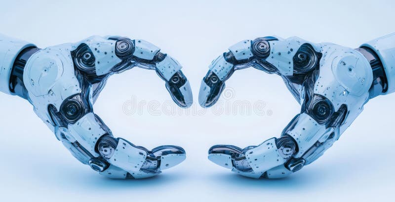 As Two Robotic Hands Form a Heart Shape, they Symbolize Unity and ...