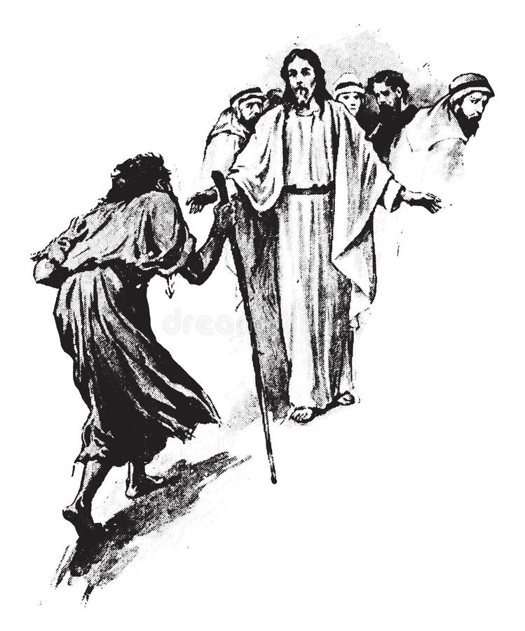 As Was the Healing of Leper, Vintage Engraving Stock Vector ...