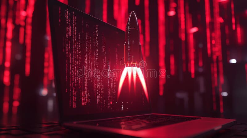 As a White Rocket Ship Launches from a Laptop Screen, it Represents the ...