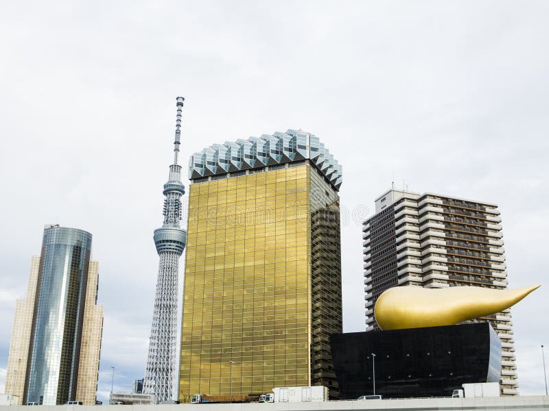 Asahi Building En Tokyo Skytree Redactionele Stock Foto - Image of ...