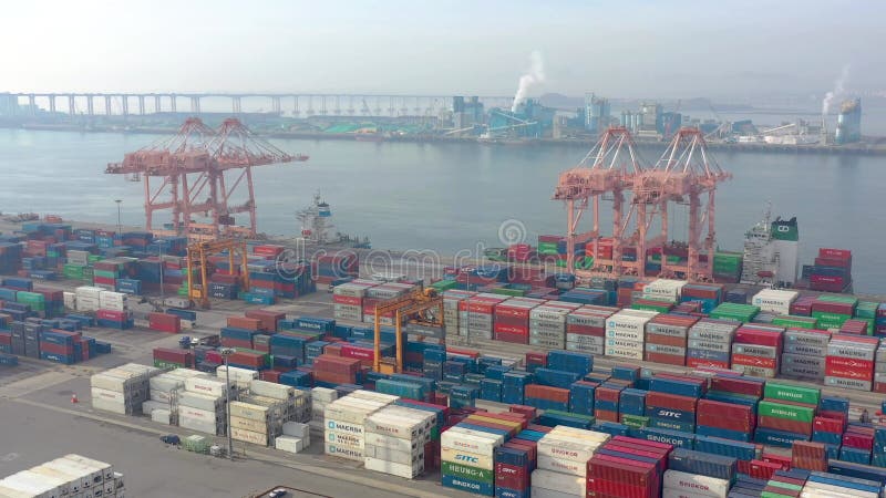 ASAN, SOUTH KOREA - OCTOBER 16, 2024: Busy Container Terminal ...