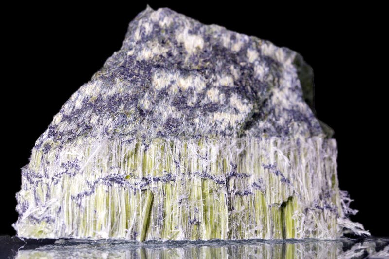 Asbestos Mineral, Vein in Serpentinite Mineral. on Black Background ...
