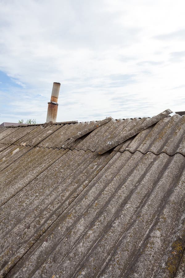 Asbestos Old Dangerous Roof Tiles. Stock Photo - Image of broken, tiles ...