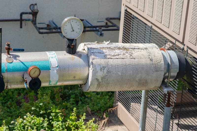 Asbestos Pipe Insulation on AC Unit Stock Image - Image of cancer ...