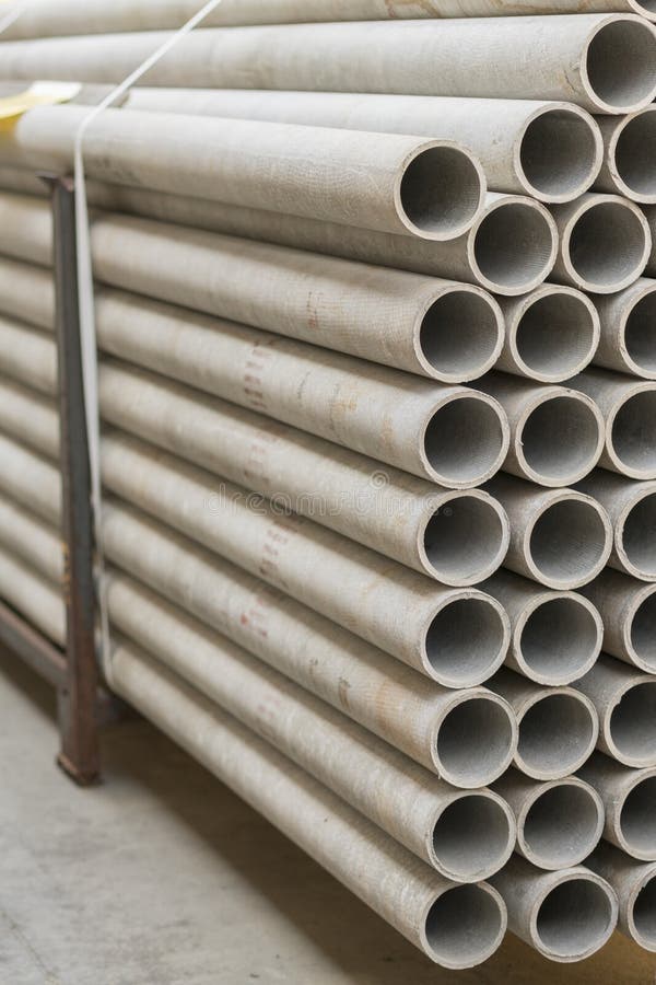 Asbestos Pipes in a Stack in a Warehouse or in a Building Store ...