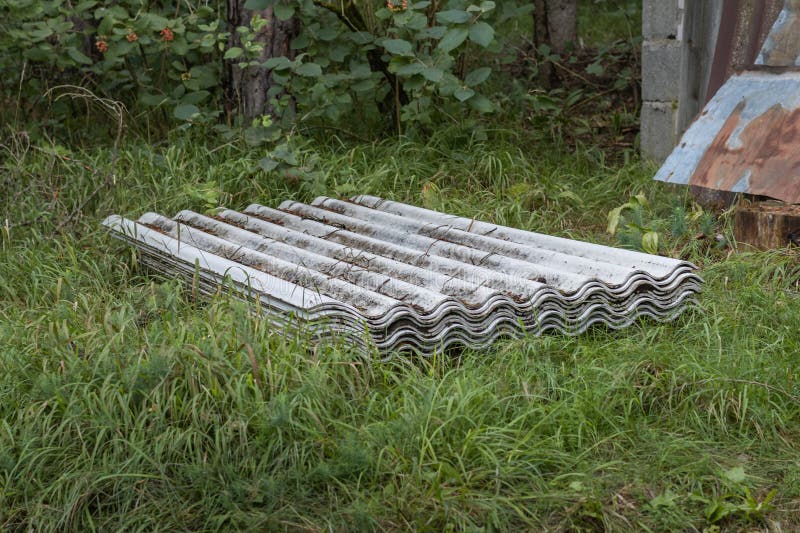 Asbestos Roof Tiles Lying in the Nature Stock Image - Image of aged ...