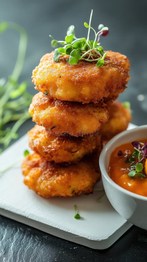 Ascencion Day (Saint Barthelemy) Stack of Crispy Fried Potato Cakes ...