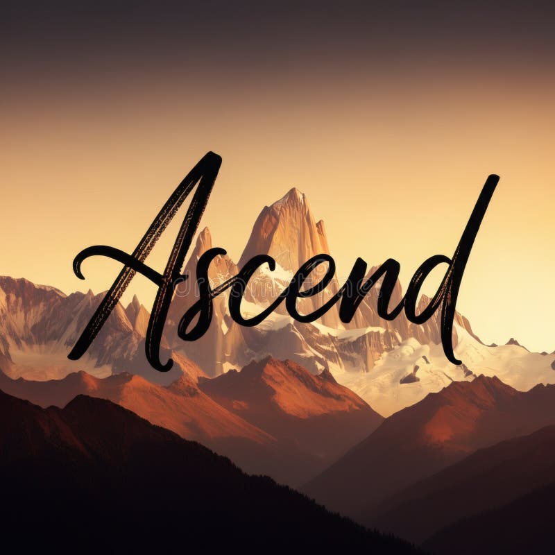 Ascend Written in Elegant Script with Majestic Mountain Backdrop ...