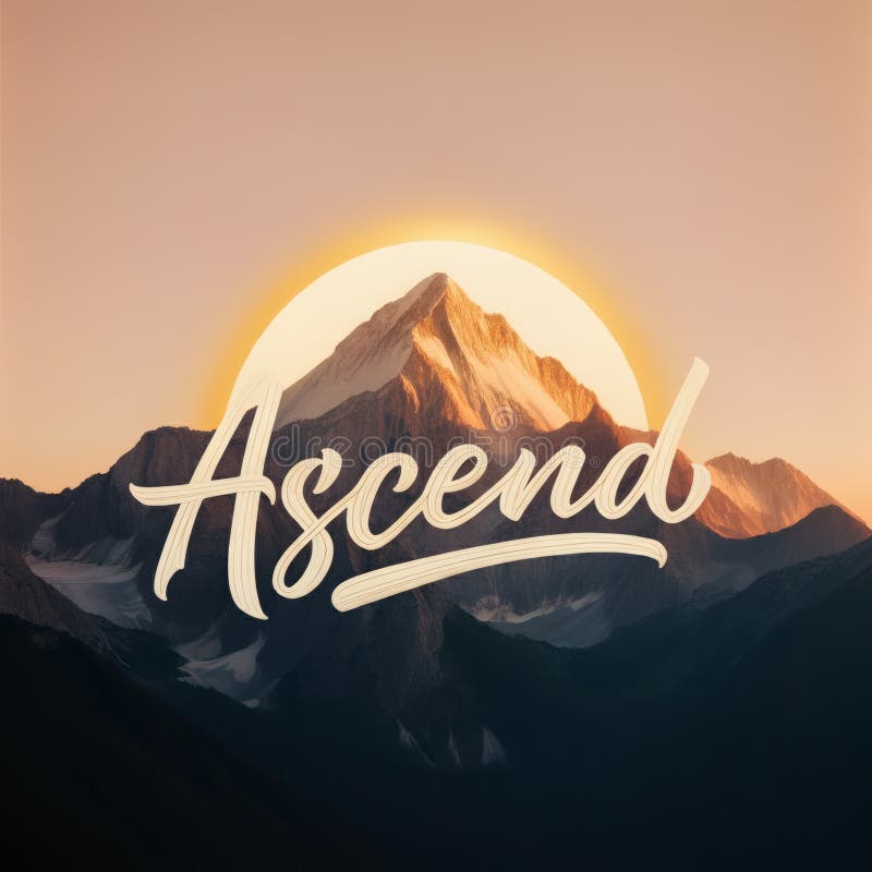 Ascend Written in Elegant Script with Majestic Mountain Backdrop ...
