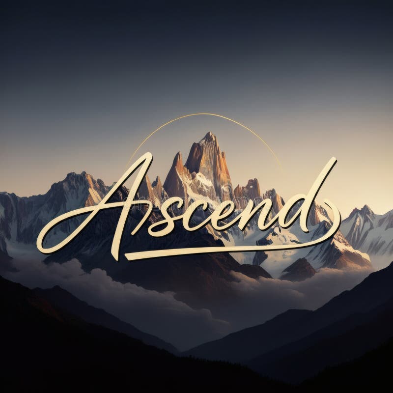 Ascend Written in Elegant Script with Majestic Mountain Backdrop ...