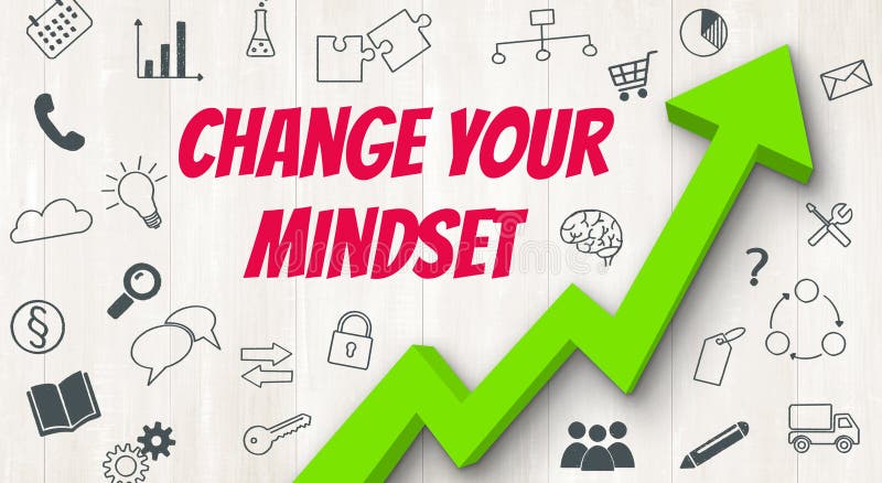 Ascending Arrow with Icons - Change Your Mindset Stock Illustration ...