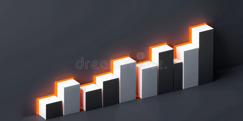 Ascending Bar Graph with Bright Orange Highlights on Dark Background ...