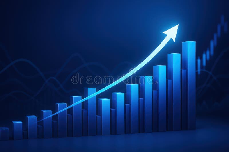 Ascending Bar Graph with Upward Arrow Symbolizing Business Growth on a ...