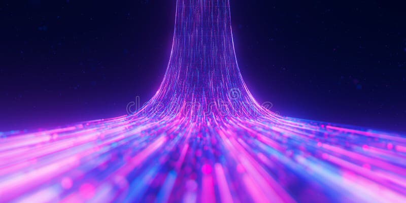 Ascending Bigdata Light Speed Flow. Abstract Digital Data Stream of Quantum Computing Stock ...