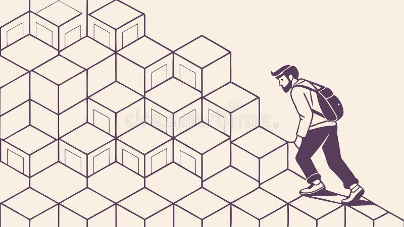 Ascending Blocks: Overcoming Challenges, Steady Progress. Vector Design ...