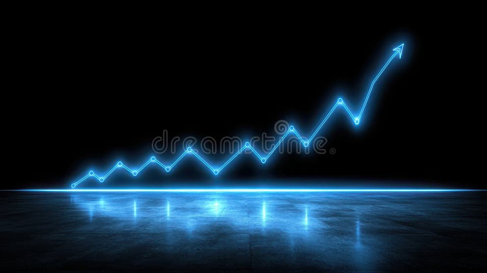 Ascending Blue Graph on Dark Background, Visualizing Growth, Progress ...