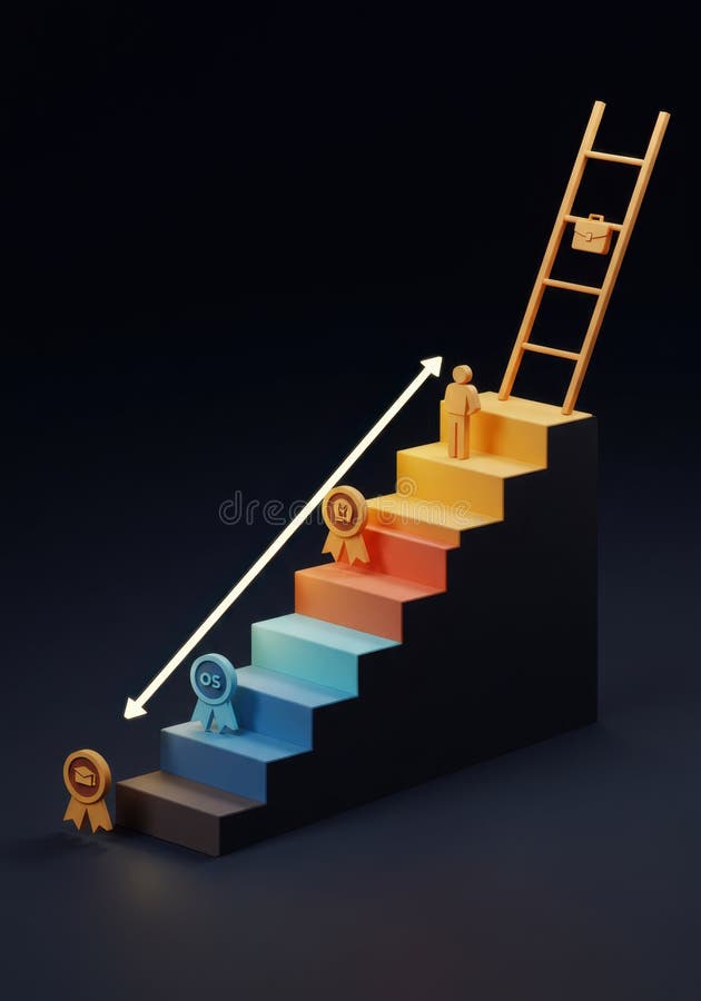 Ascending Colorful Stairs and Ladder: Progress and Achievement Stock ...