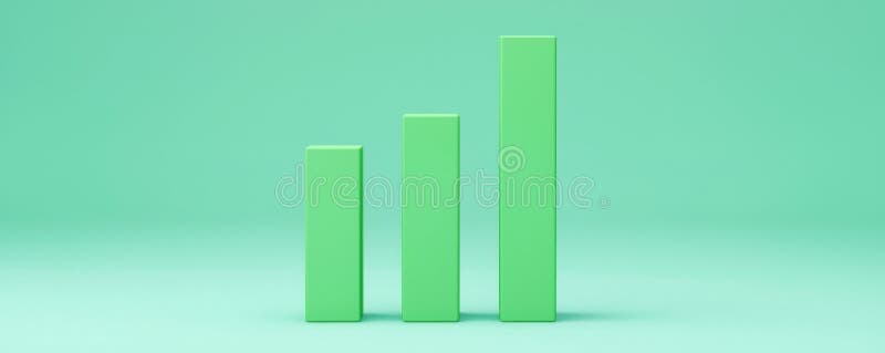 Ascending Green Bar Graph Growth Chart 3D Render Minimalist Design Data ...