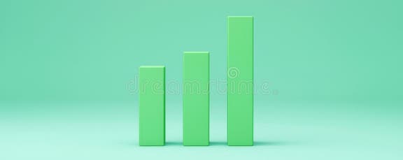 Ascending Green Bar Graph Growth Chart 3D Render Minimalist Design Data ...