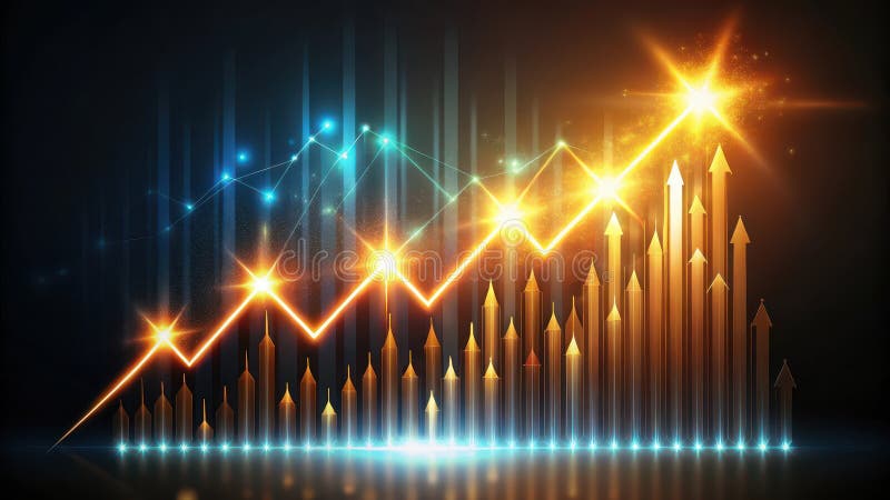 Ascending Growth Trajectory Illuminated Arrows and Data Points Indicate ...