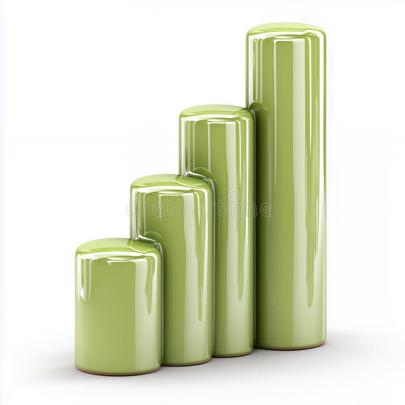 Ascending Olive Green 3D Bar Graph on White Stock Illustration ...