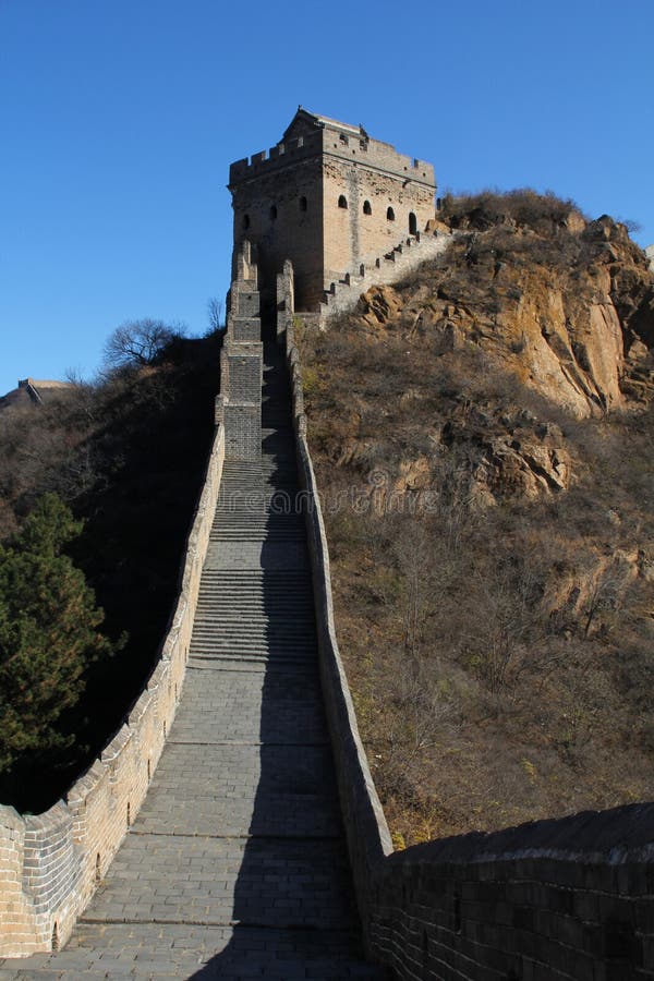Ascending Path in the Great Wall of China Stock Image - Image of hill ...