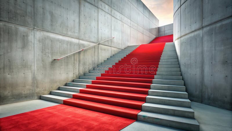Ascending the Path To Success a Red Carpet Staircase in a Modern ...