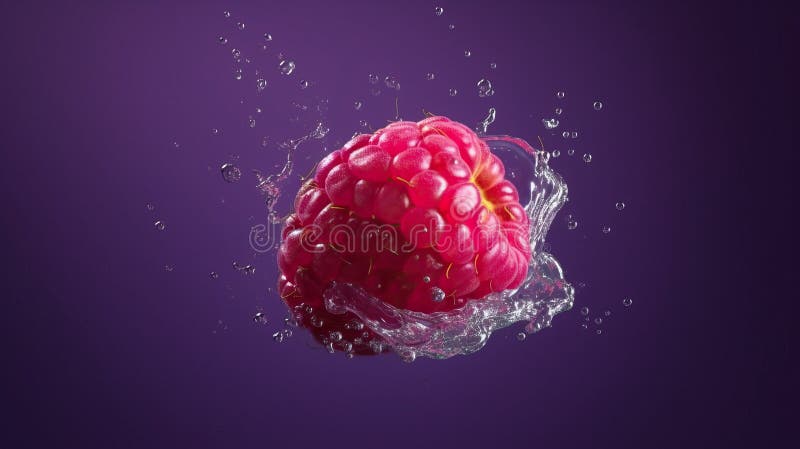 Ascending Raspberry Water Splash Effect Purple Background Flavorful ...