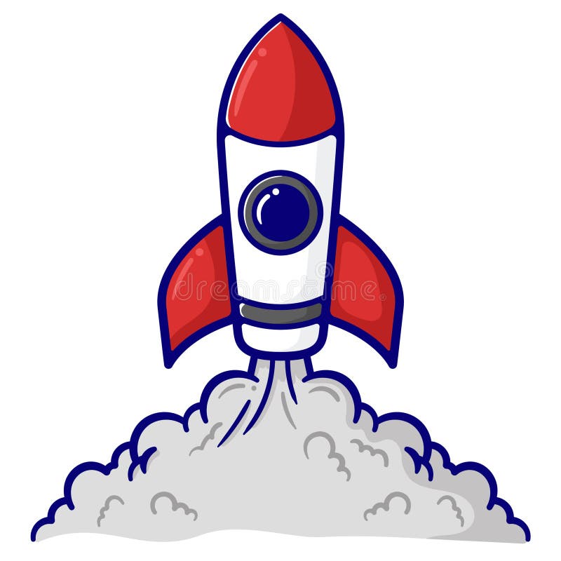Ascending Rocket Startup Concept Drawing Color Stock Vector ...